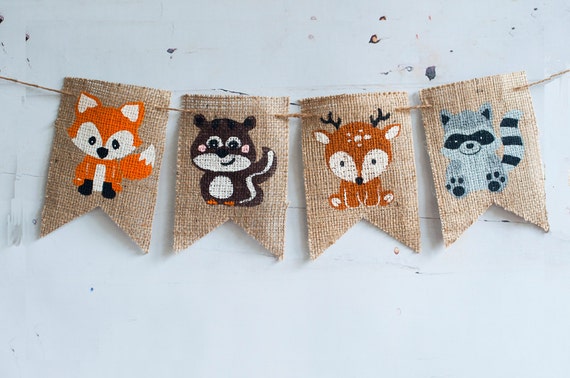 Woodland Animals Banner Fox Banner Squirrel Banner Deer