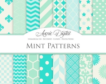 SALE Muted Mint Wedding Digital Paper. by AvenieDigital on Etsy