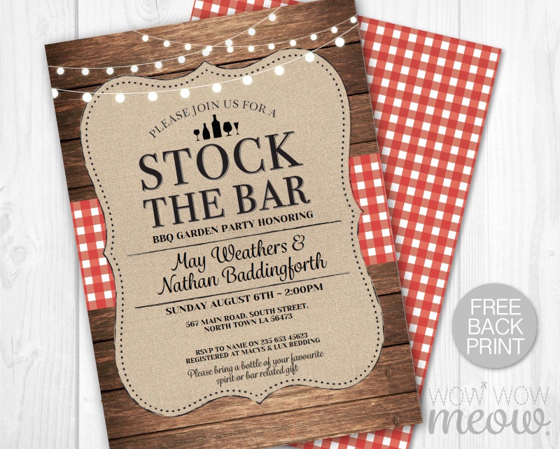 Stock The Bar Invitation BBQ Engagement Invite Couples Shower