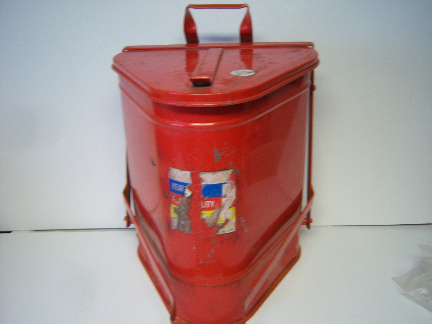 Vintage Industrial Waste Can, Garage Oily Rag Can, 1950’s Metal Can, 16 ...