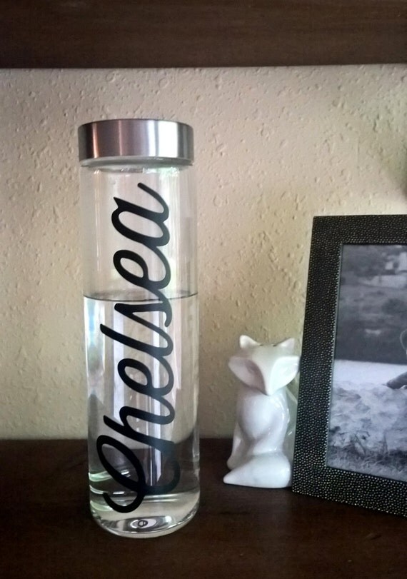 Personalized Glass Water Bottle Custom Glass Bottle by FoxandFlock