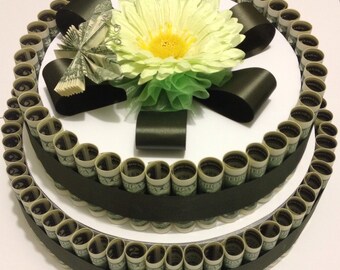 Money cake made with 100 dollars real money for birthday or