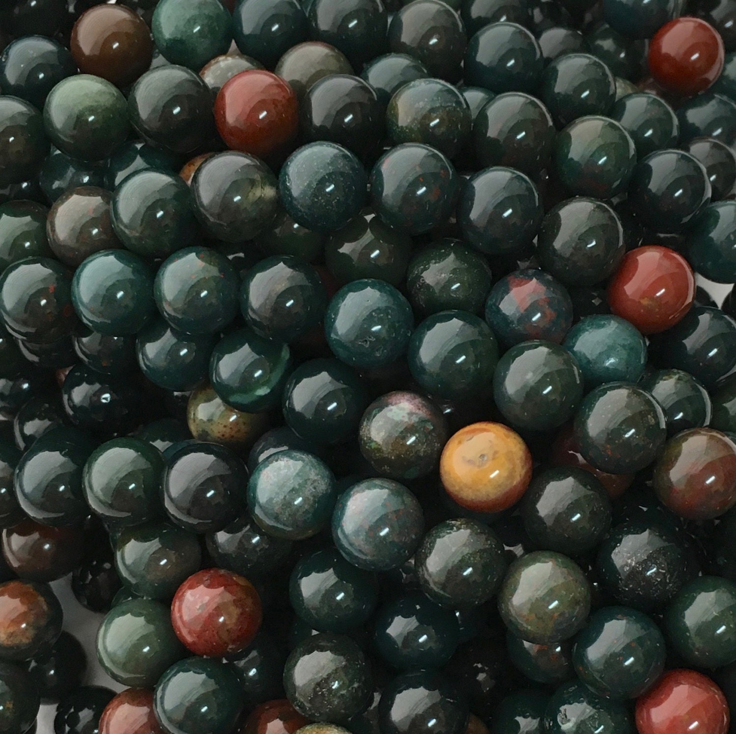 Bloodstone Beads 8mm Beads Blood Stone Green Beads