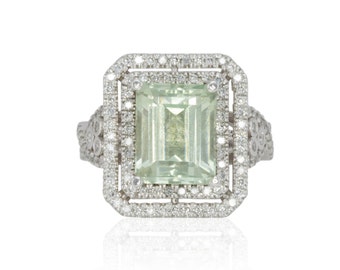 Prasiolite ring | Etsy