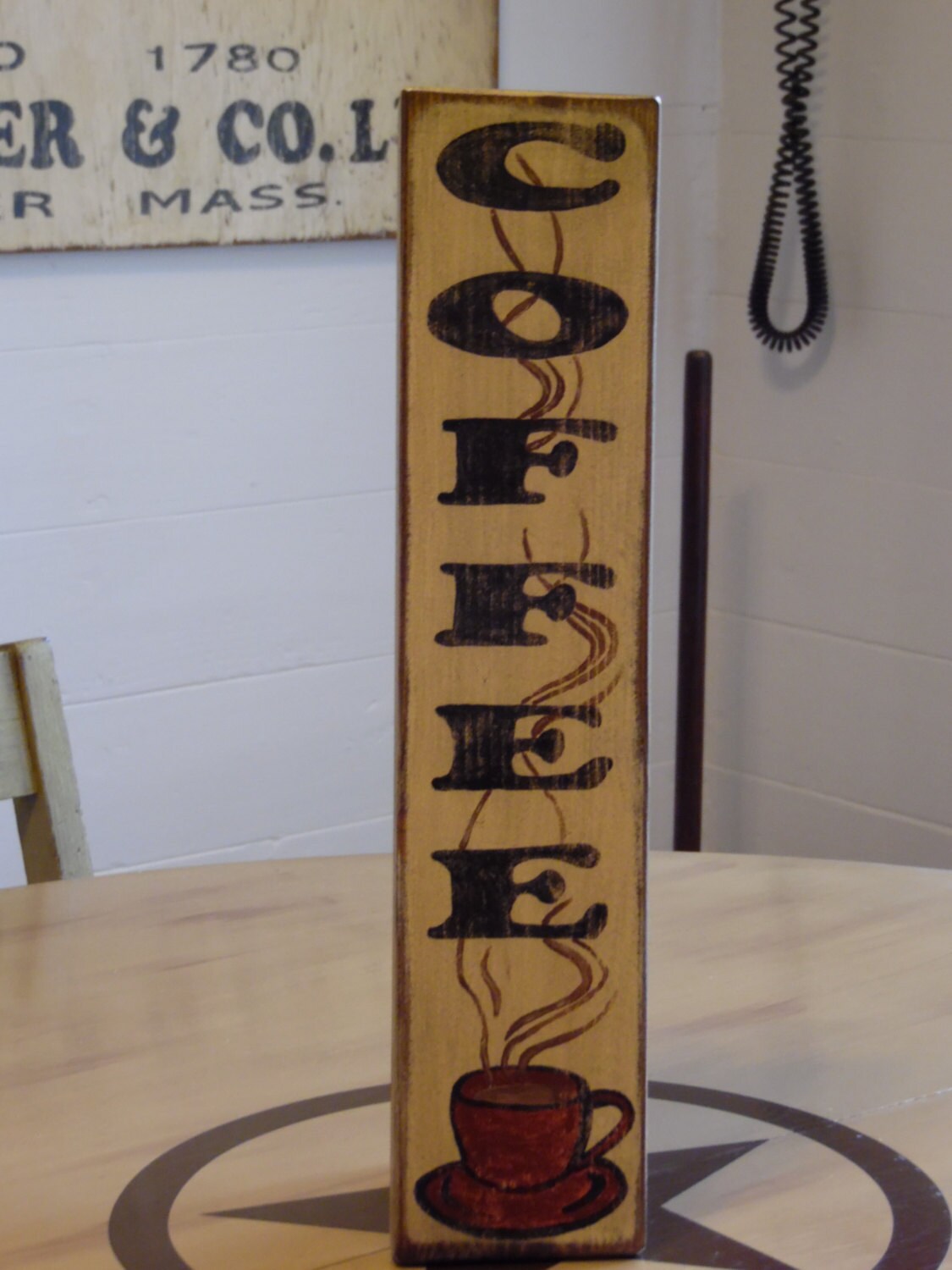Coffee Vertical Primitive Signs Rustic Signs Cottage Sign Hand