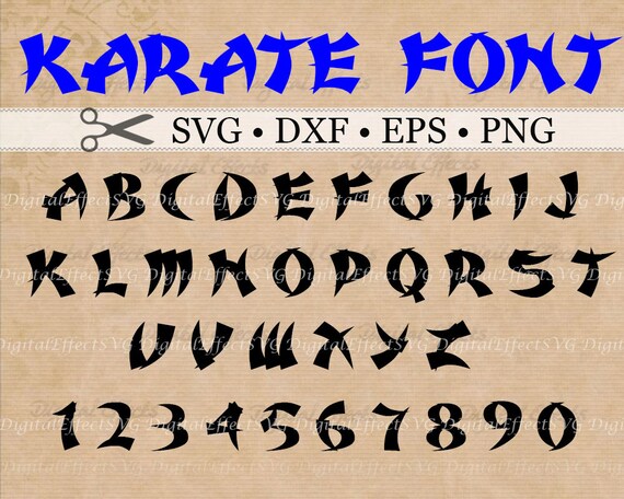 KARATE Font Svg Dxf Eps Png Asian Monogram SVG Letters