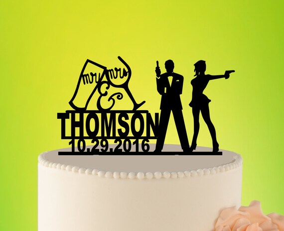 James Bond Wedding Cake Topper 007 Wedding Topper Wedding