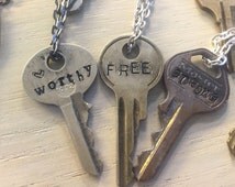 Unique vintage key necklace related items | Etsy