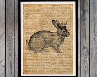 Vintage rabbit print | Etsy