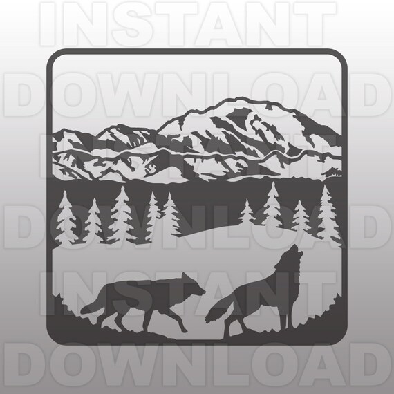 Wolf Mountain Scene SVG FileWolf SVG FileWolves SVG