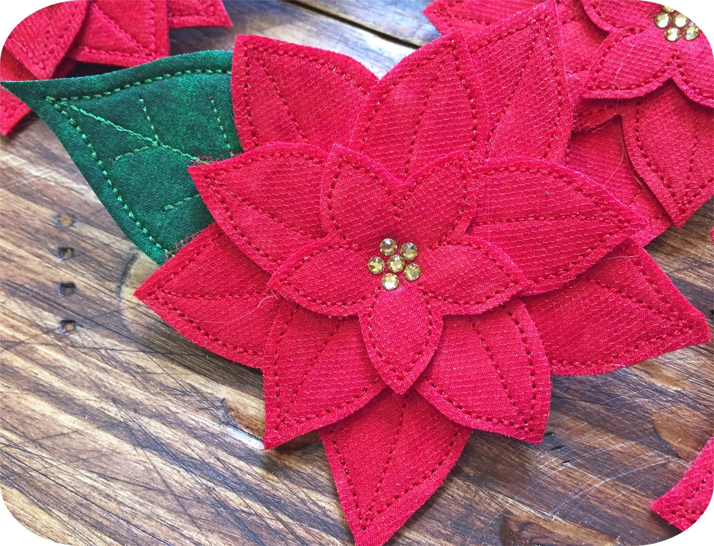 Poinsettia Pin Machine Embroidery Design File Instant Download