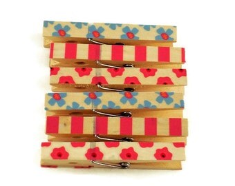 Altered Clothespin Clips Decorative Wooden Clothes pins in
