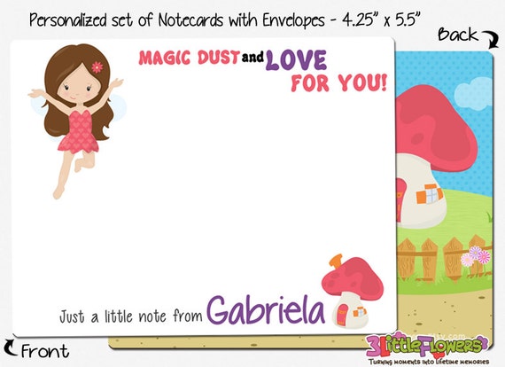 Fairy Note Cards Set of Personalized Note Cards 4.25 x