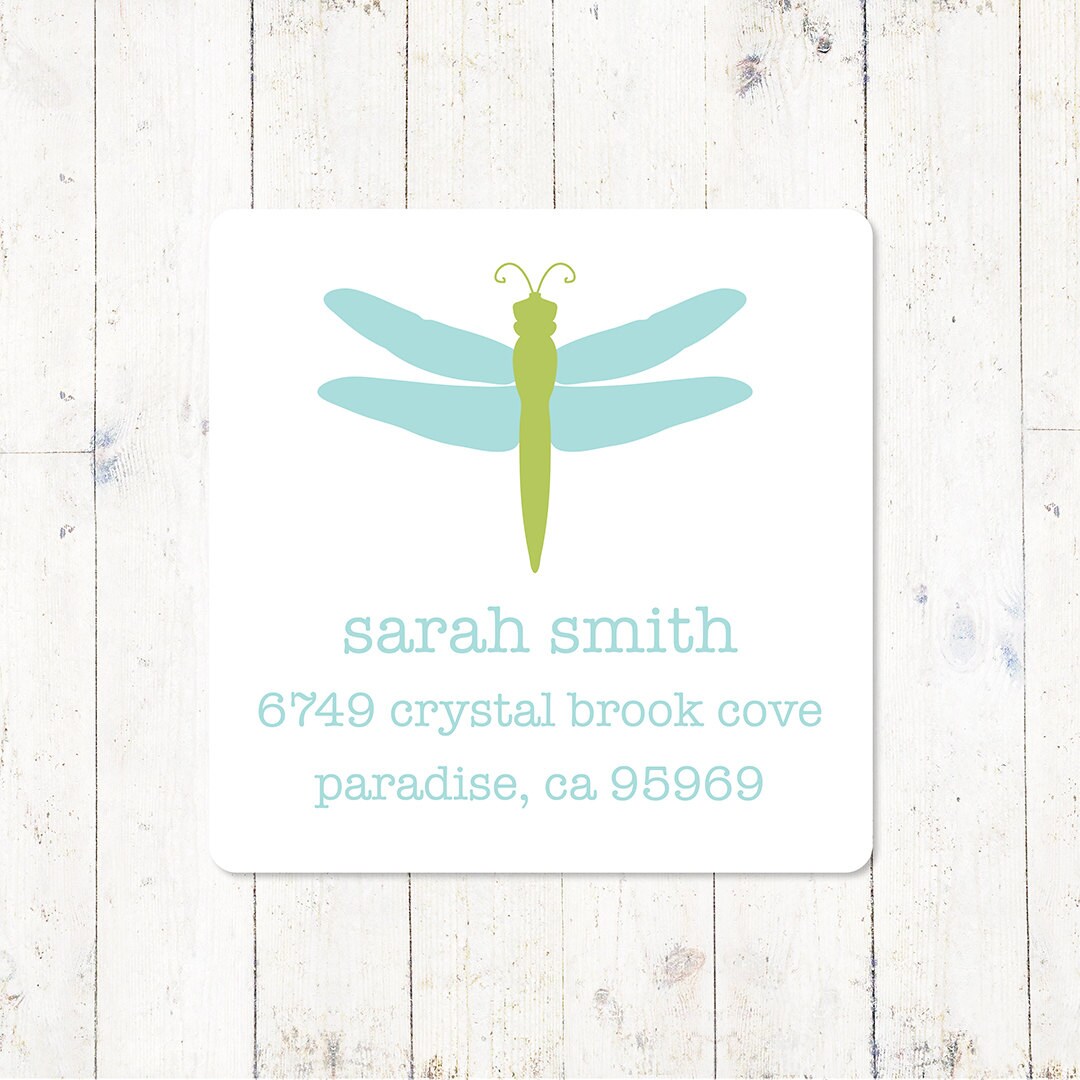 personalized return address LABEL DRAGONFLY label sticker