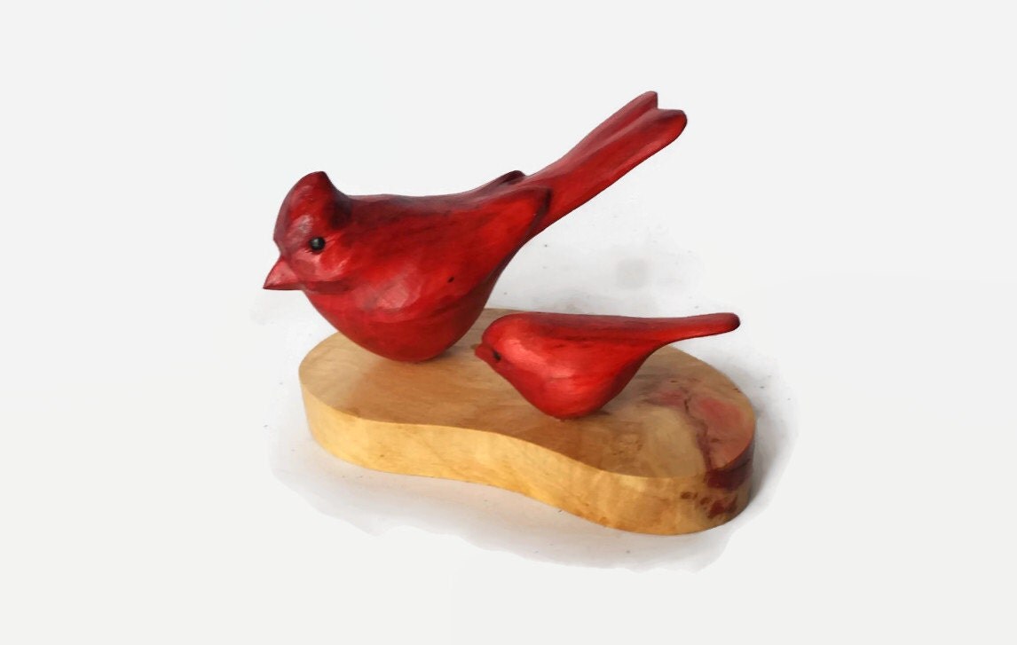 Cardinal Bird Art Red Bird Wood Carving by NorthwoodsCarvings