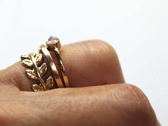 Opal prism ring 14K yellow gold