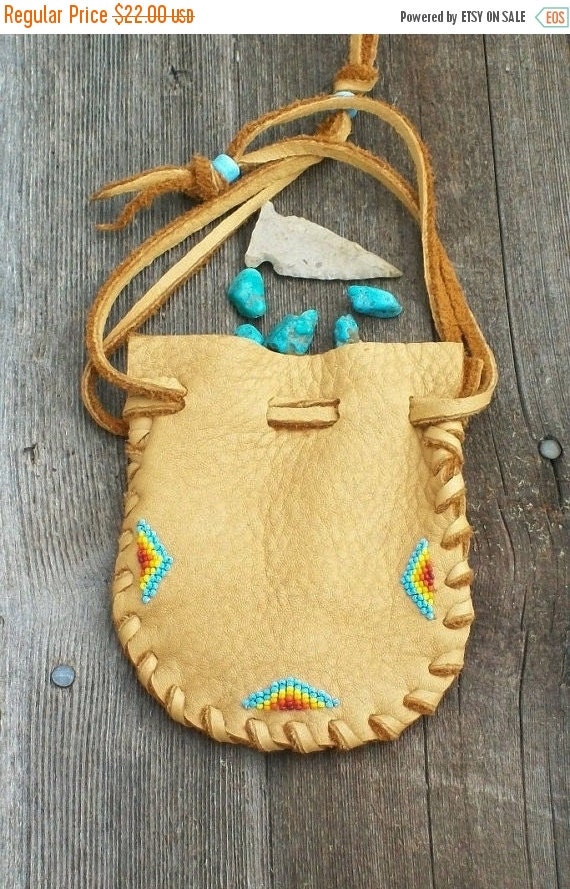 On Sale Beaded Leather Bag Buckskin Medicine By Thunderrose