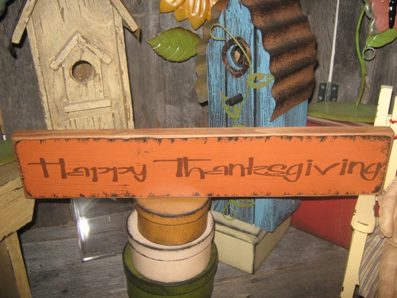 HAPPY THANKSGIVING Sign / Give Thanks Sign / Primitive Sign