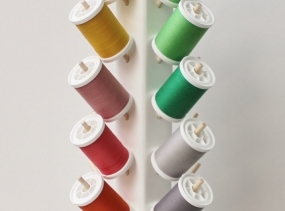 Thread Organizer, White Thread Tree holds 20 spools, White and Natural Wood