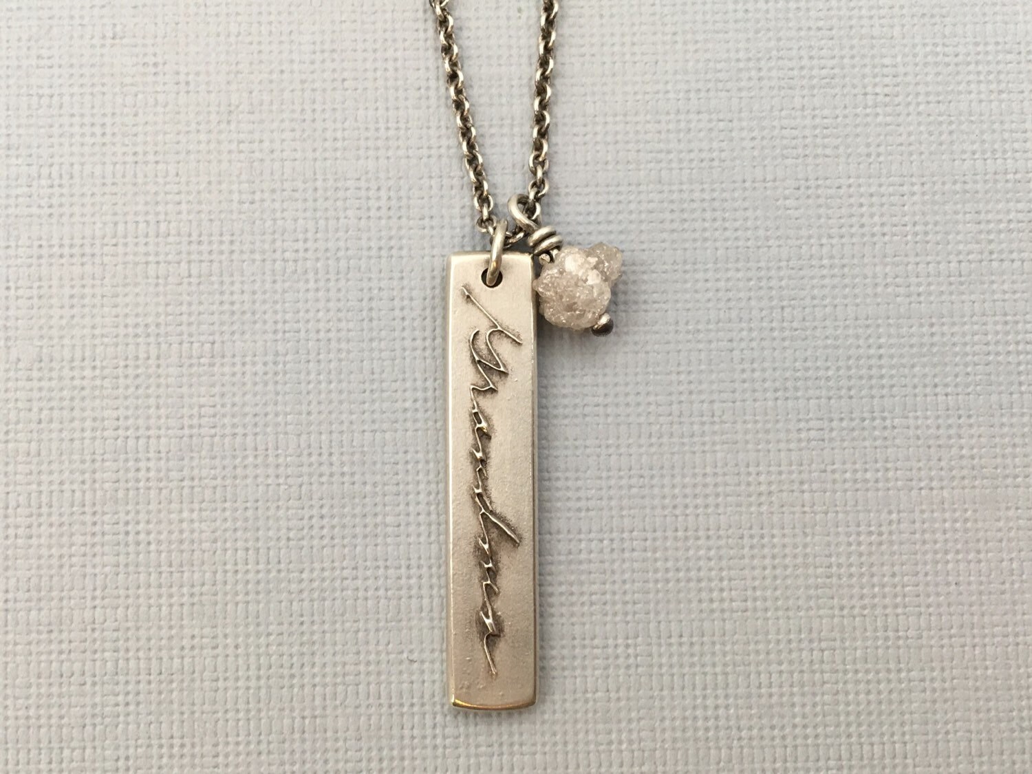 diamond handwriting necklace personalized by kristinlarsonjewelry