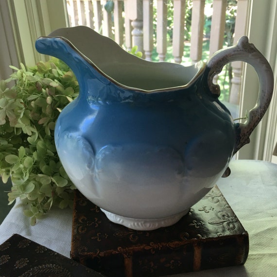 Gorgeous Peacock Blue Antique Pitcher by Warwick China