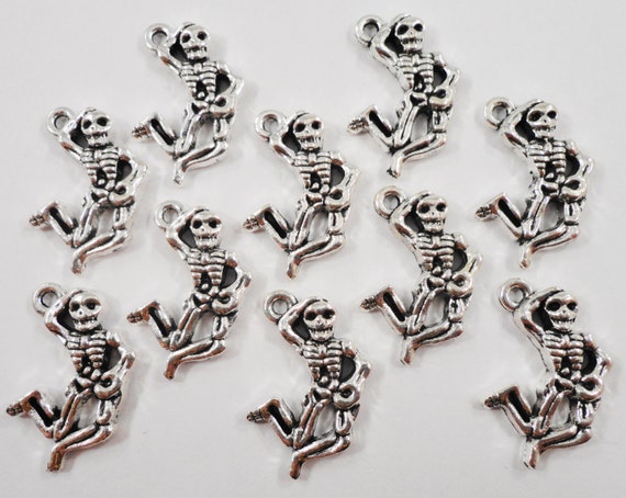 Silver Skeleton Charms 20x12mm Antique Silver Skeleton