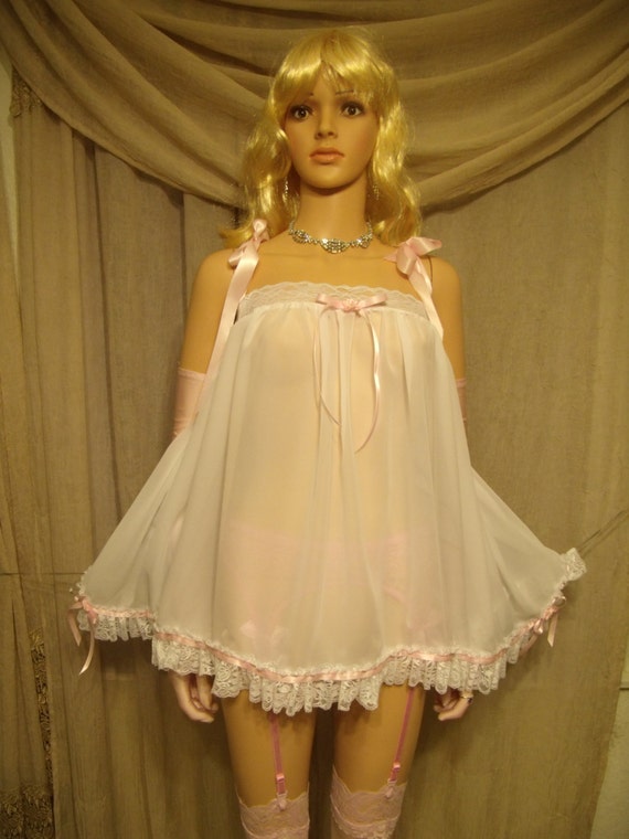White Chiffon Babydoll Nightie Gown Adult By Gemstoneswestjewelry