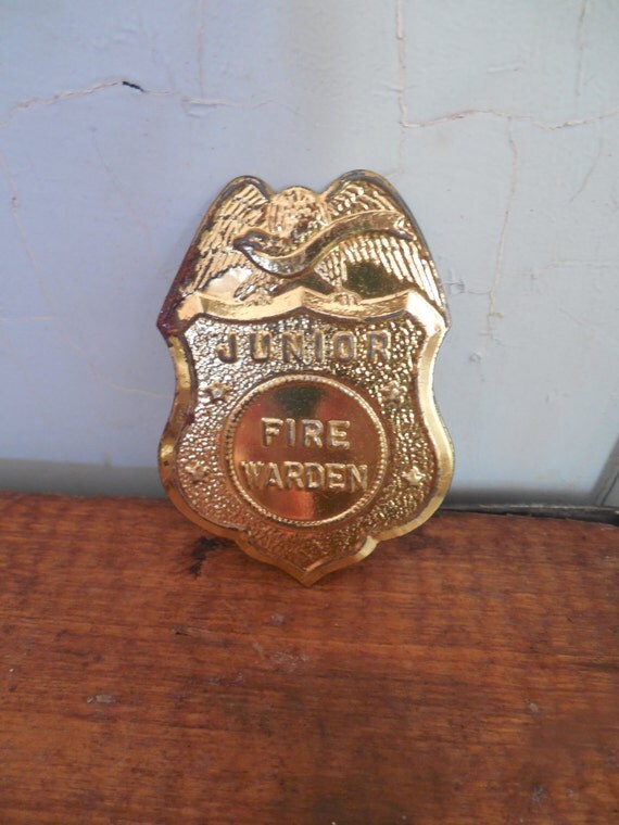 Vintage Junior Fire Warden Toy Badge Shield by GinkgoWay on Etsy