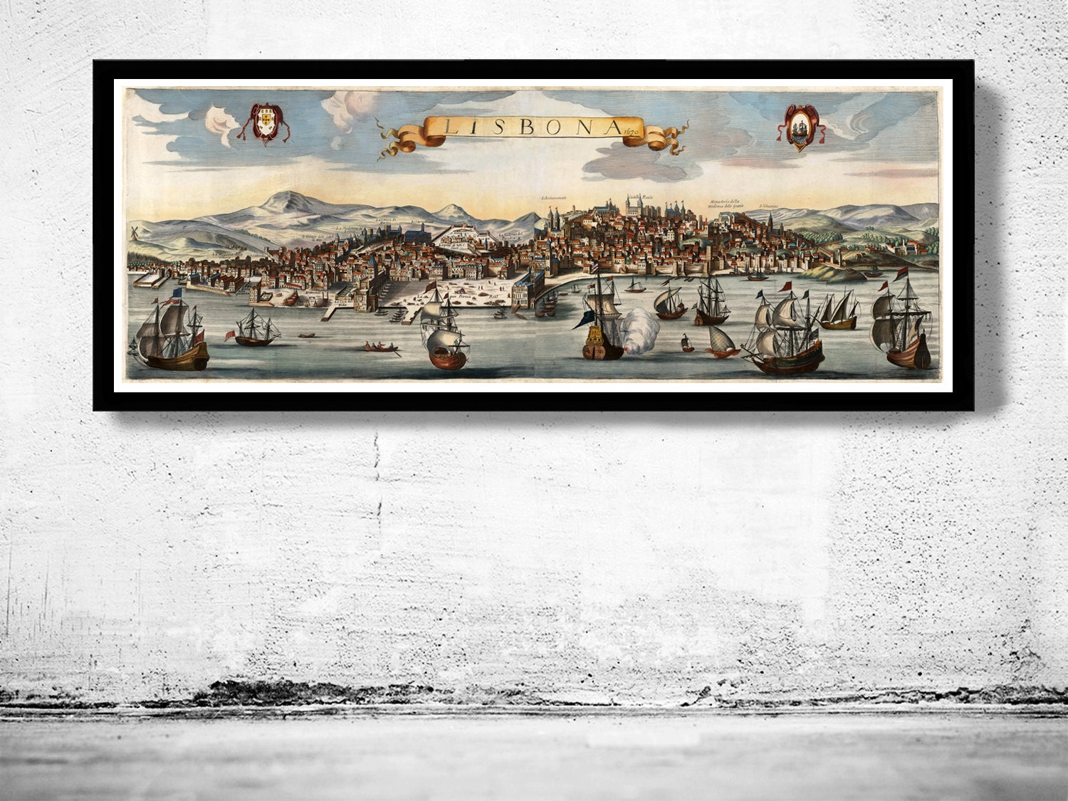 Old Map of Lisbon Lisboa Portugal 1670