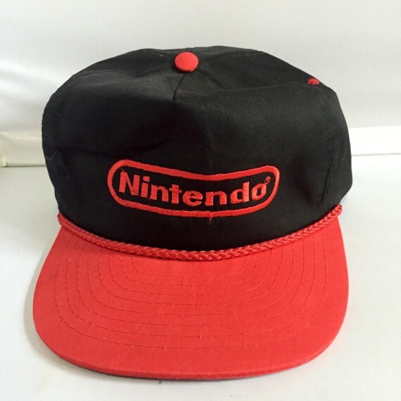 Rare Vintage 80s Nintendo Logo Baseball Hat Cap w Braided