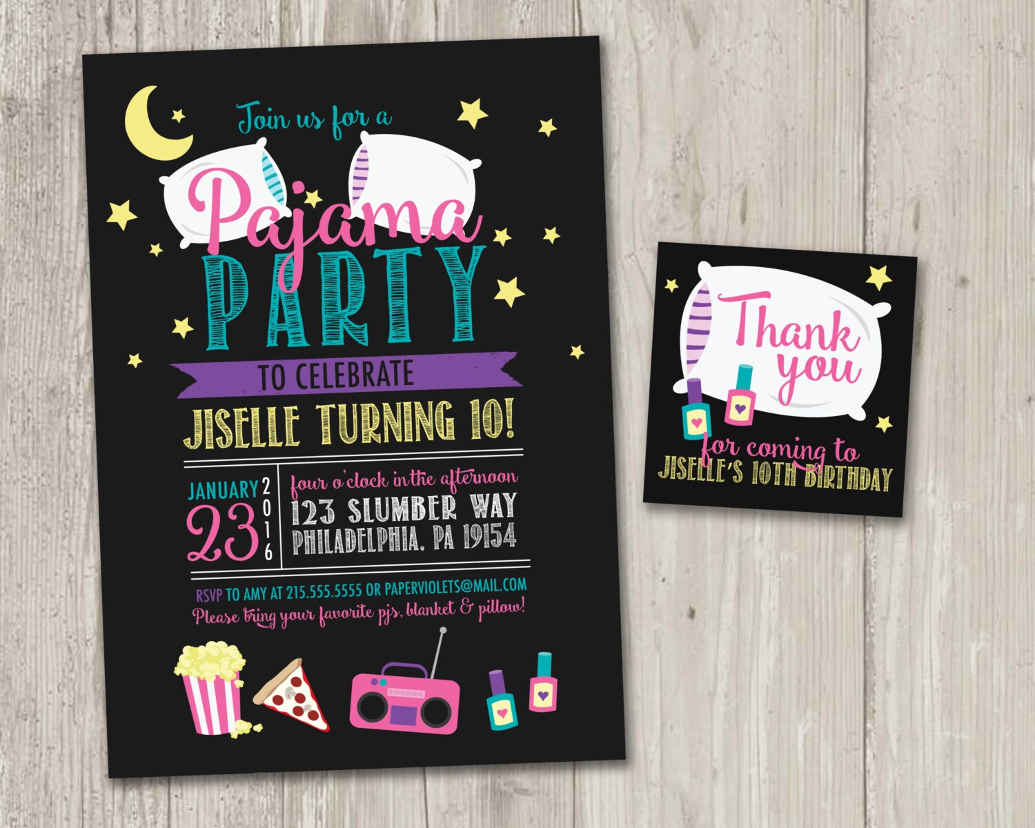 Pajama Party Invitation Slumber Party Invitation Sleepover