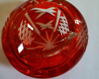 Red glass ashtray | Etsy