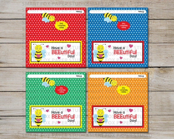 Bee Valentine Bag Topper Instant Download Valentine's