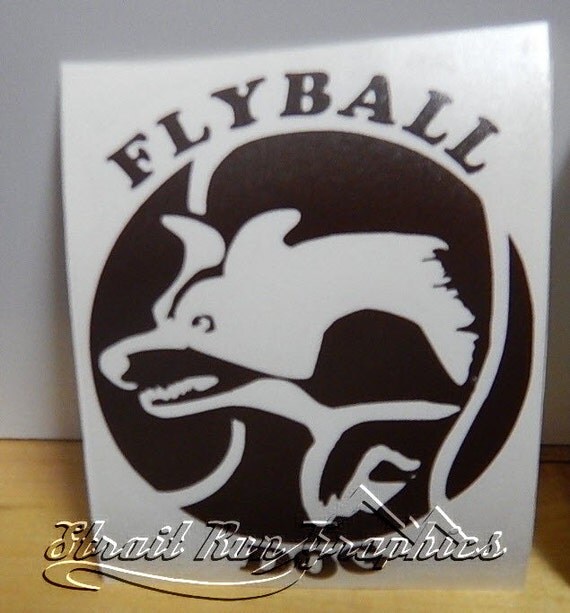 Items similar to Dog Agility FlyBall Tennis Ball Decal Sticker Cartoon ...
