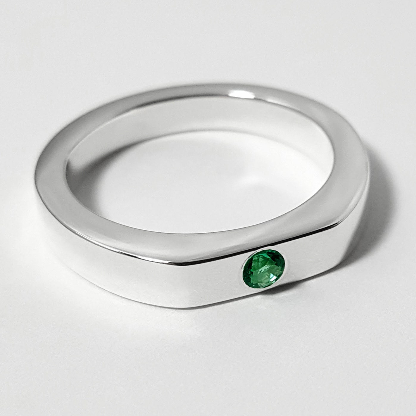 Simple Emerald Ring In Sterling Silver Emerald Sterling