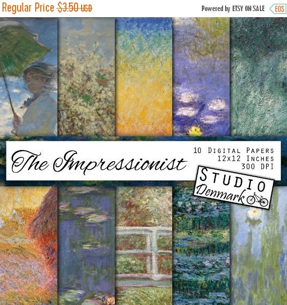 SALE Monet Paintings Digital Paper – “The Impressionist” Classic Monet ...