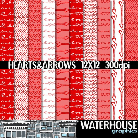 Valentine Digital Paper Pack INSTANT by waterhousegraphics on Etsy