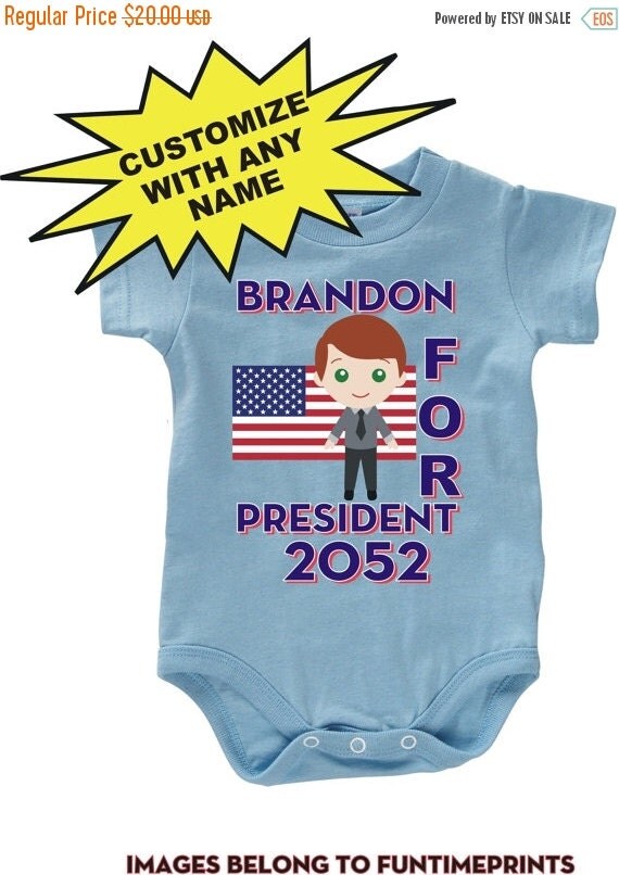 SALE Boys CUSTOM Name For President 2052 fun by FunTimePrints