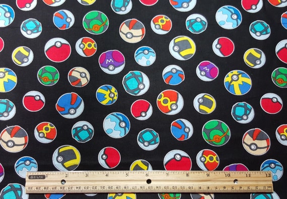 Pokemon Pokeball Fabric by the yard or Fat Quarter FQ