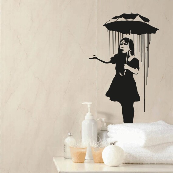 Banksy Rain Girl Banksy Wall Decals Banksy Wall By Foxandcanvas