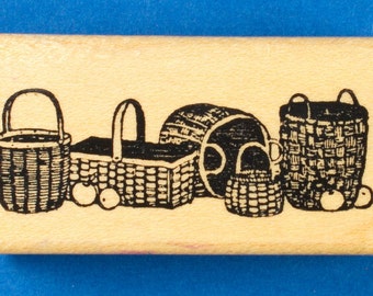 Basket rubber stamp | Etsy