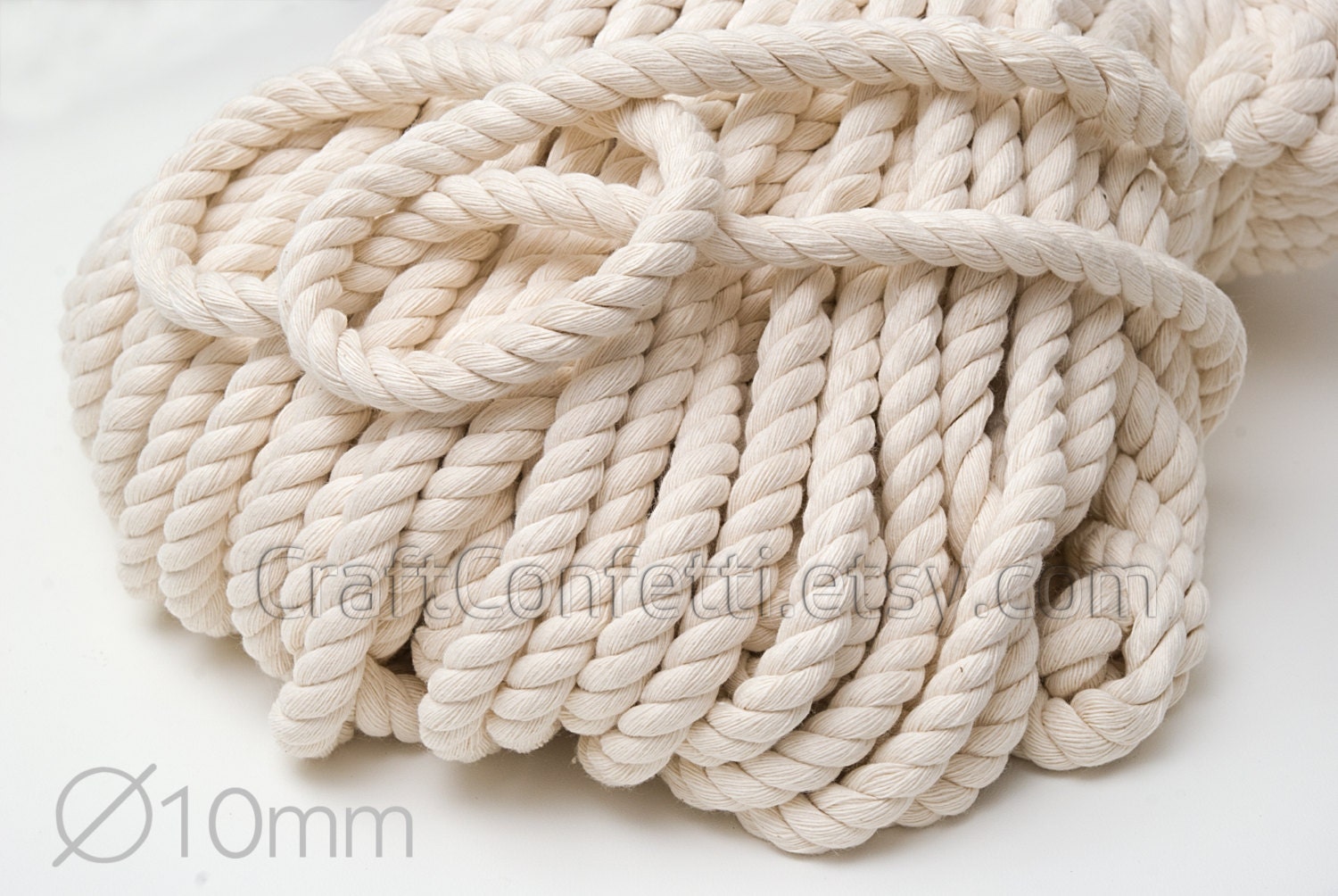 Nautical rope 10mm Beige cotton rope Natural color cotton cord