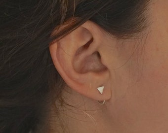 Tiny Hugging Hoop Studs Sterling Silver Hug Earrings Hugger