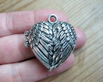 Silver Angel Wing Locket Necklace Sterling Silver Angel Wing