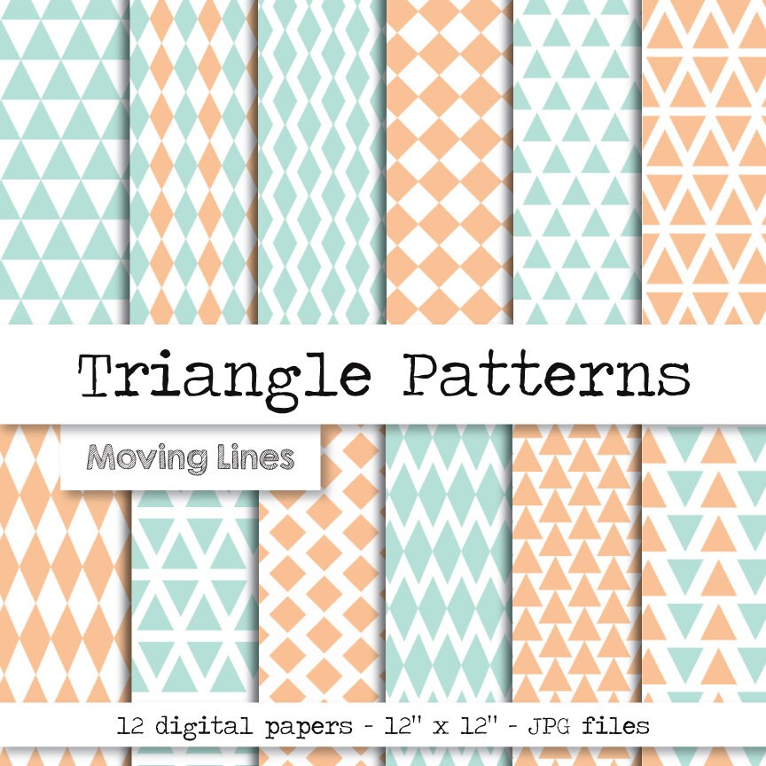Geometric Digital Papers Triangles Boy and Girl Newborn