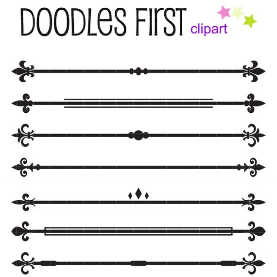 Fleur de Lis Borders Digital Clip Art for Scrapbooking Card