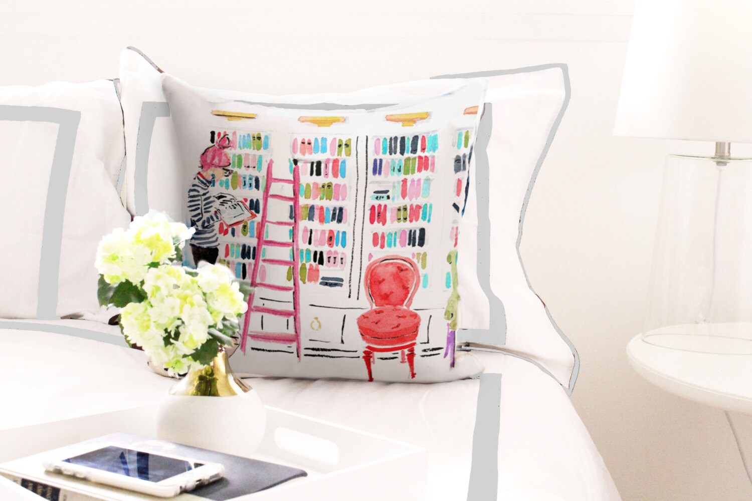 Illustrated Pillow: In The Library Fashion pillow cute