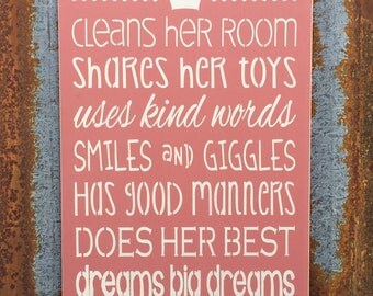 A True Princess Wooden Sign 12x24