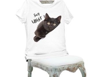 Black cat shirt | Etsy