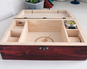 Superman Jewelry Box / Custom Logo Wooden Jewelry Box / Mens